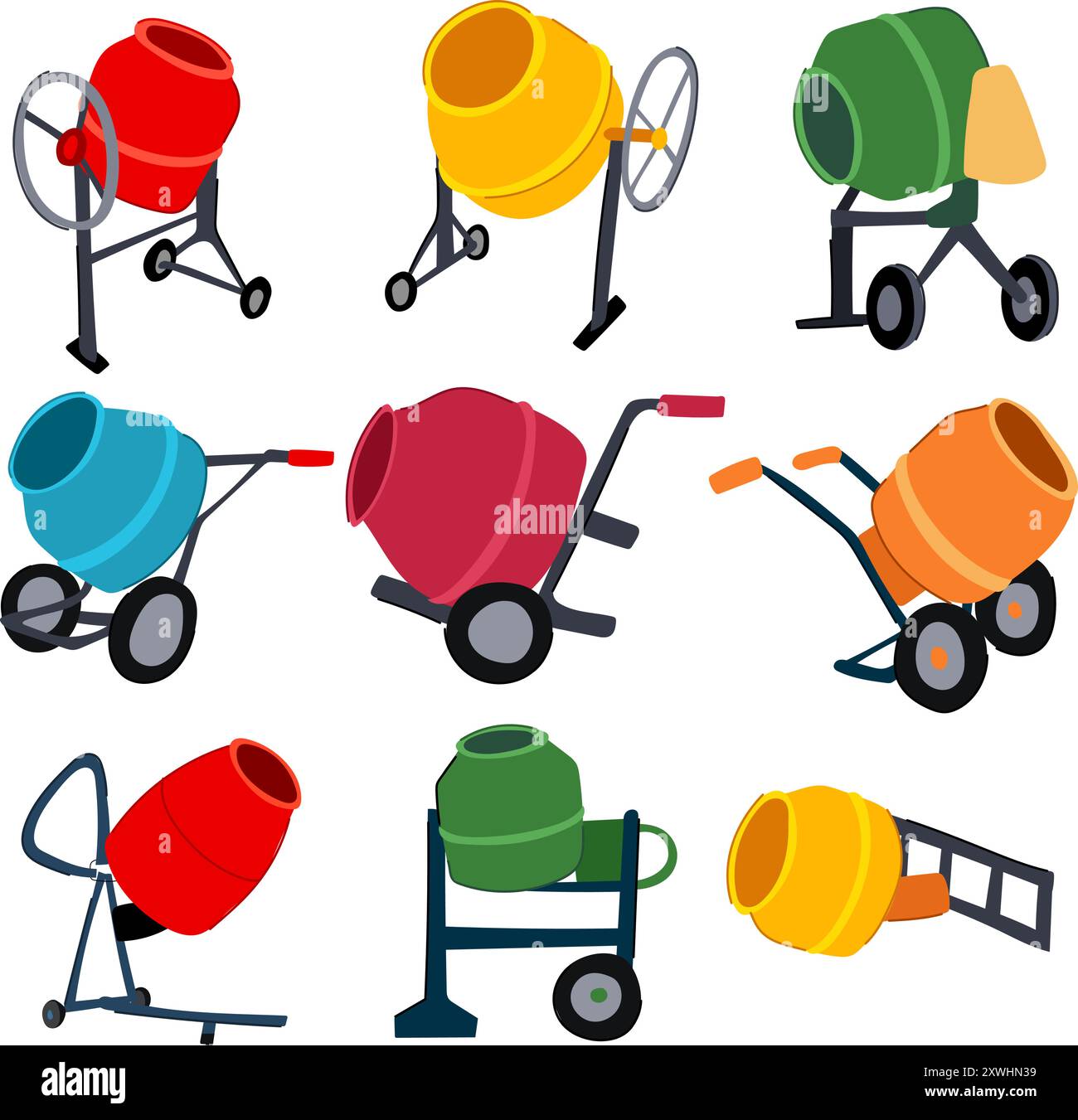 concrete mixer set cartoon vector illustration Stock Vector Image & Art ...