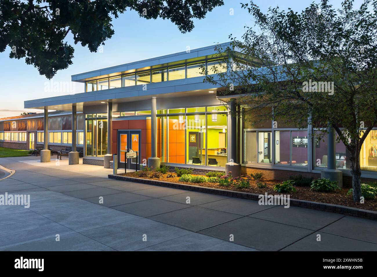 Front exterior of newly remodeled elementary school Stock Photo - Alamy