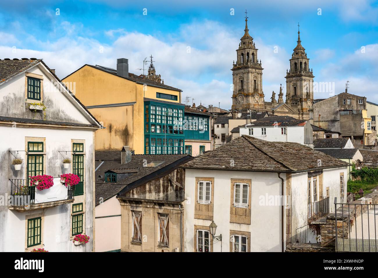 Cityscape of the city of Lugo, a World Heritage Site, from its ...