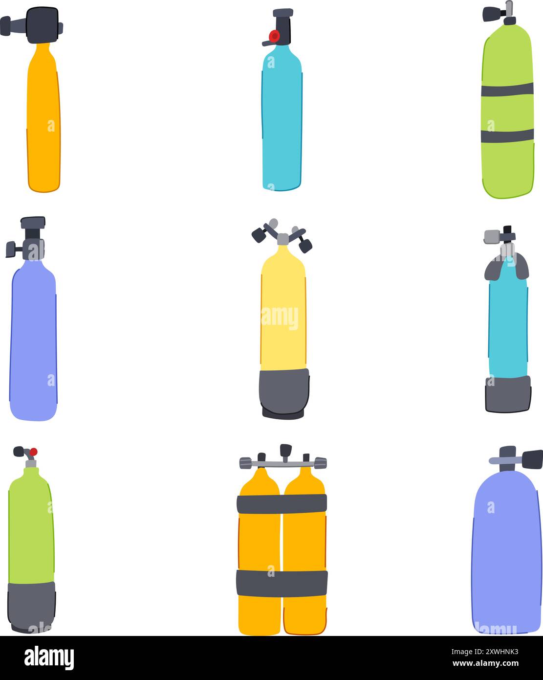 diving cylinder set cartoon vector illustration Stock Vector Image ...