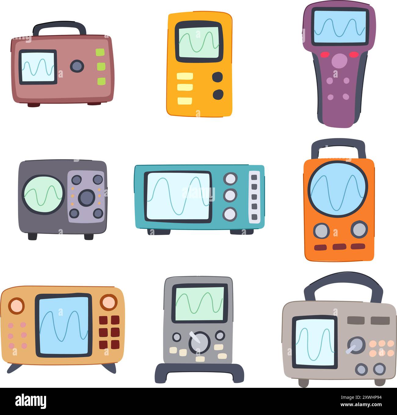 oscillograph set cartoon vector illustration Stock Vector Image & Art ...