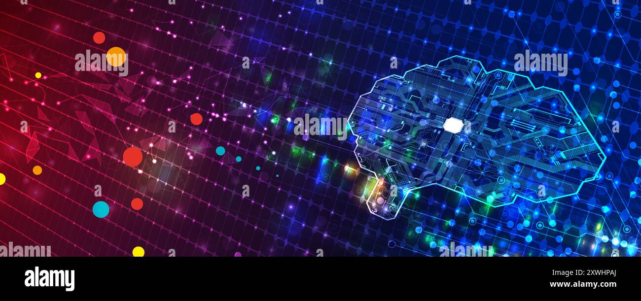 Abstract Artificial intelligence. Cloud computing. Machine learning. Technology web background ...