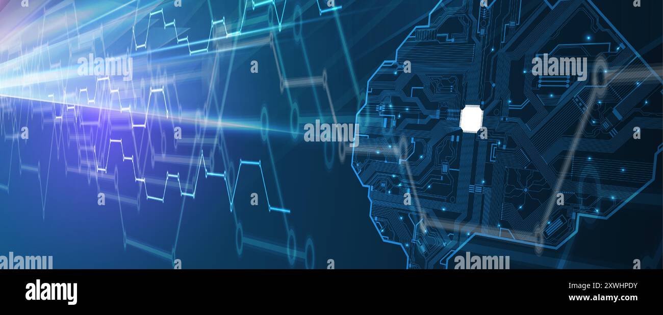 Abstract Artificial intelligence. Cloud computing. Machine learning. Technology web background ...