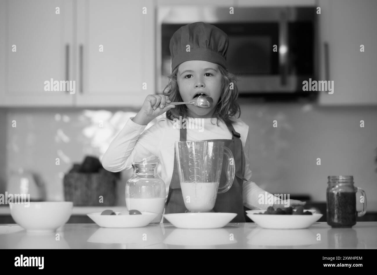 Cooking home ingredients baking Black and White Stock Photos & Images ...