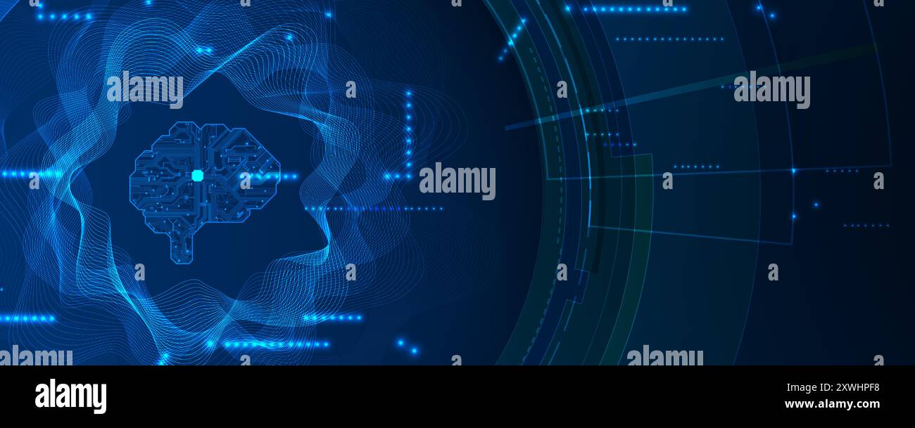 Abstract Artificial intelligence. Cloud computing. Machine learning. Technology web background ...