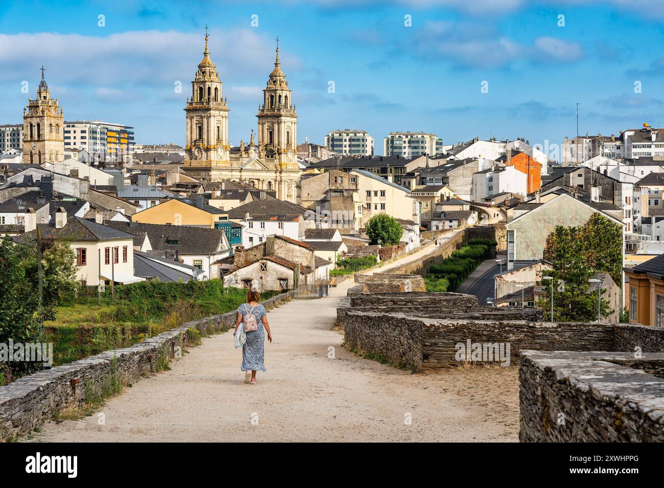 Cityscape of the imperial city of Lugo from its Roman wall, a World ...