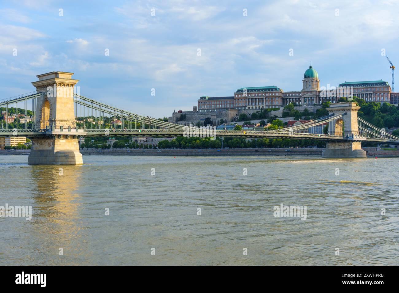 Budapest's iconic Chain Bridge spanning the Danube River with the ...