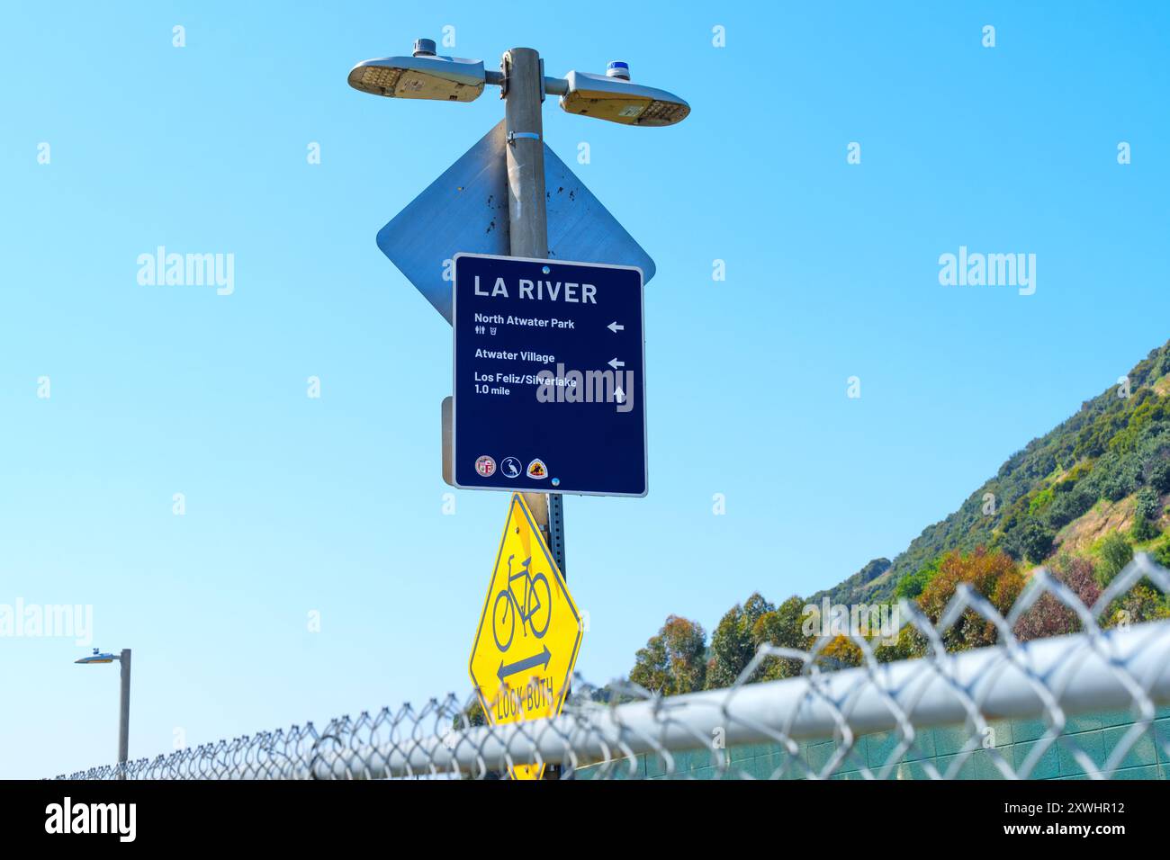 Los Angeles, California - April 21, 2024: Sign directing visitors to ...