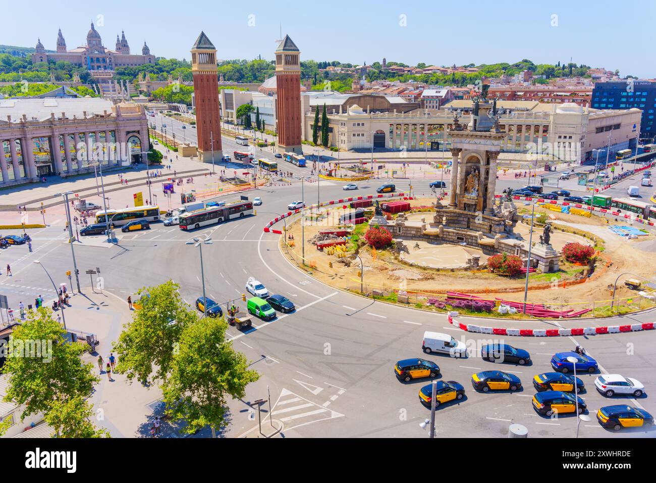 Barcelona, Spain - July 16, 2024: Place of Spain in central Barcelona ...