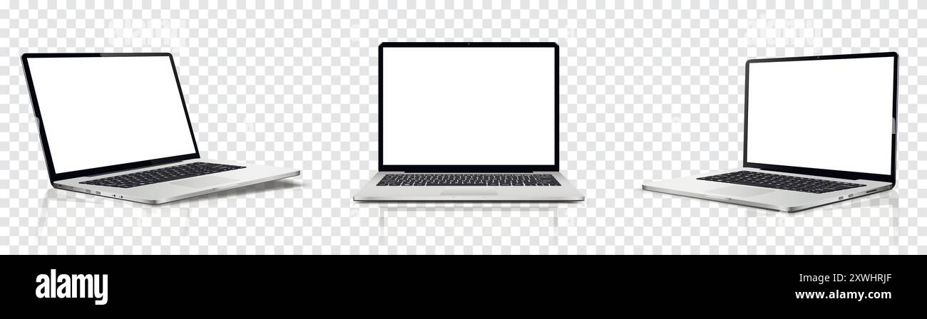 Modern laptop mockup, isolated on transparent background. Vector ...