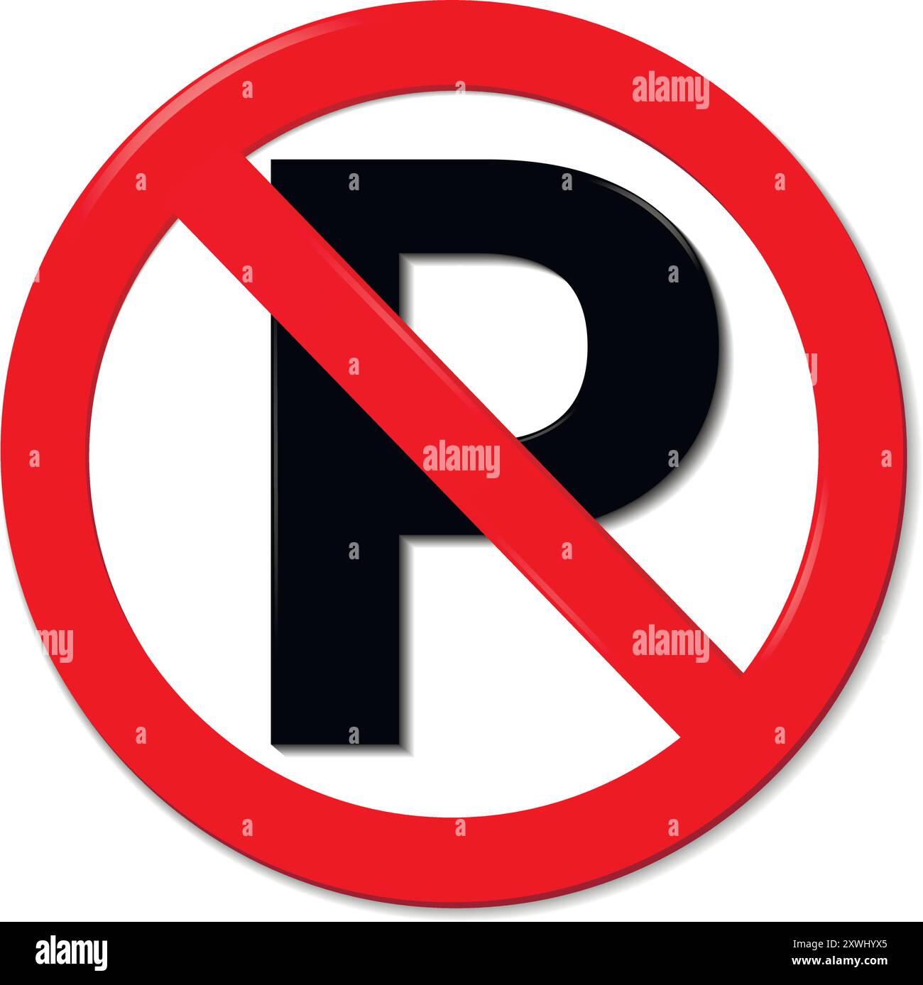 No parking red sign isolated on white background. Vector illustration ...