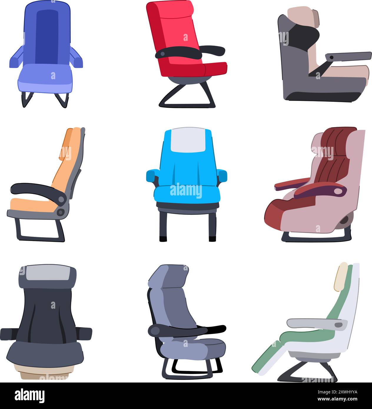 seat airplane set cartoon vector illustration Stock Vector Image & Art ...