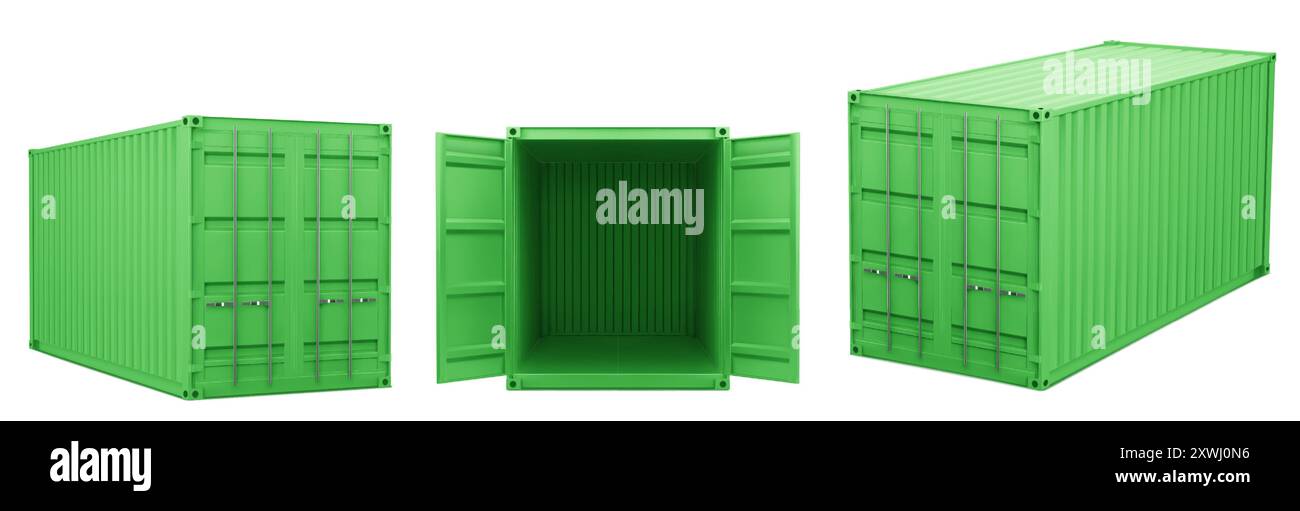 Realistic 3d green container for cargo shipping. Vector illustration ...