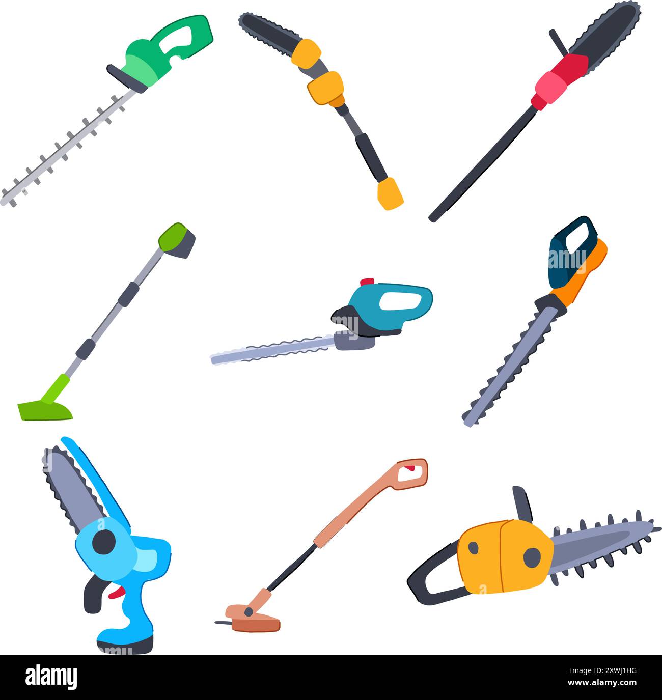 tree trimmer set cartoon vector illustration Stock Vector Image & Art ...