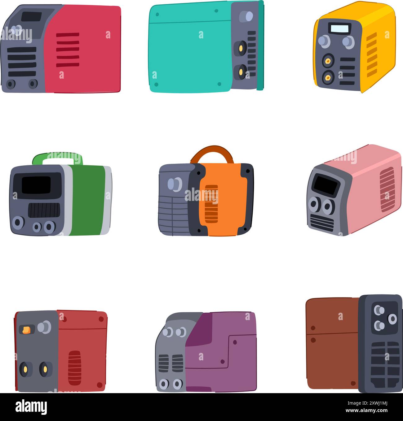 welding machine set cartoon vector illustration Stock Vector Image ...