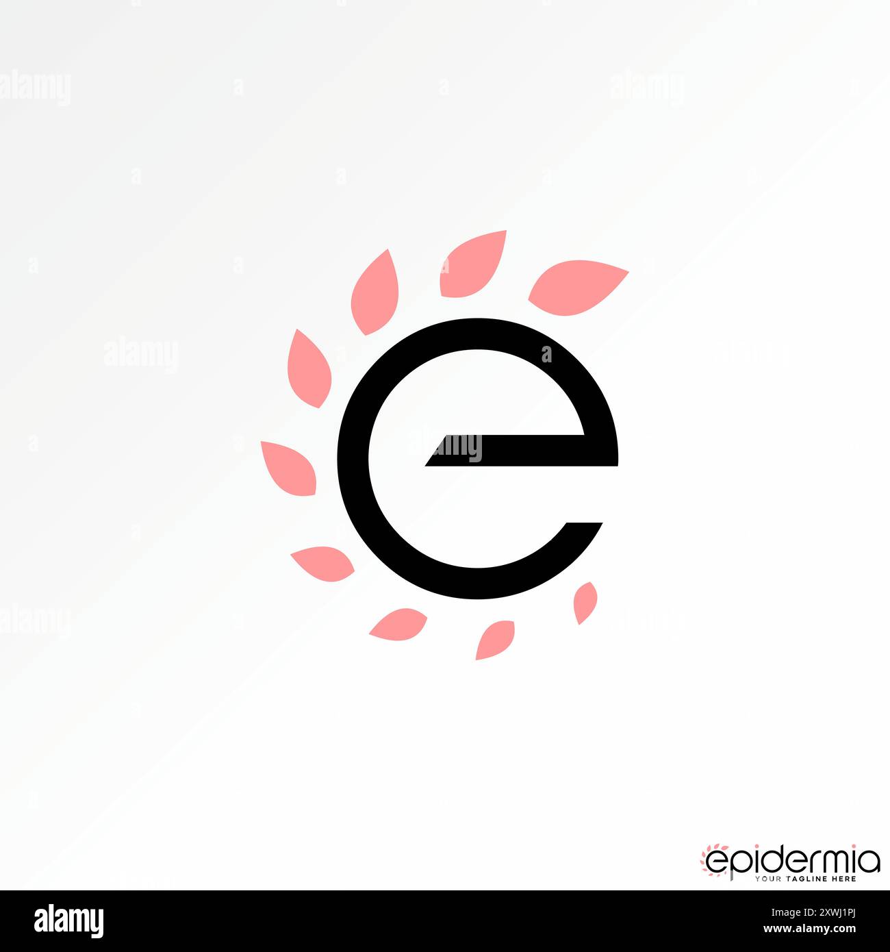 Logo design graphic concept abstract creative premium vector stock initial E font with leaves ...