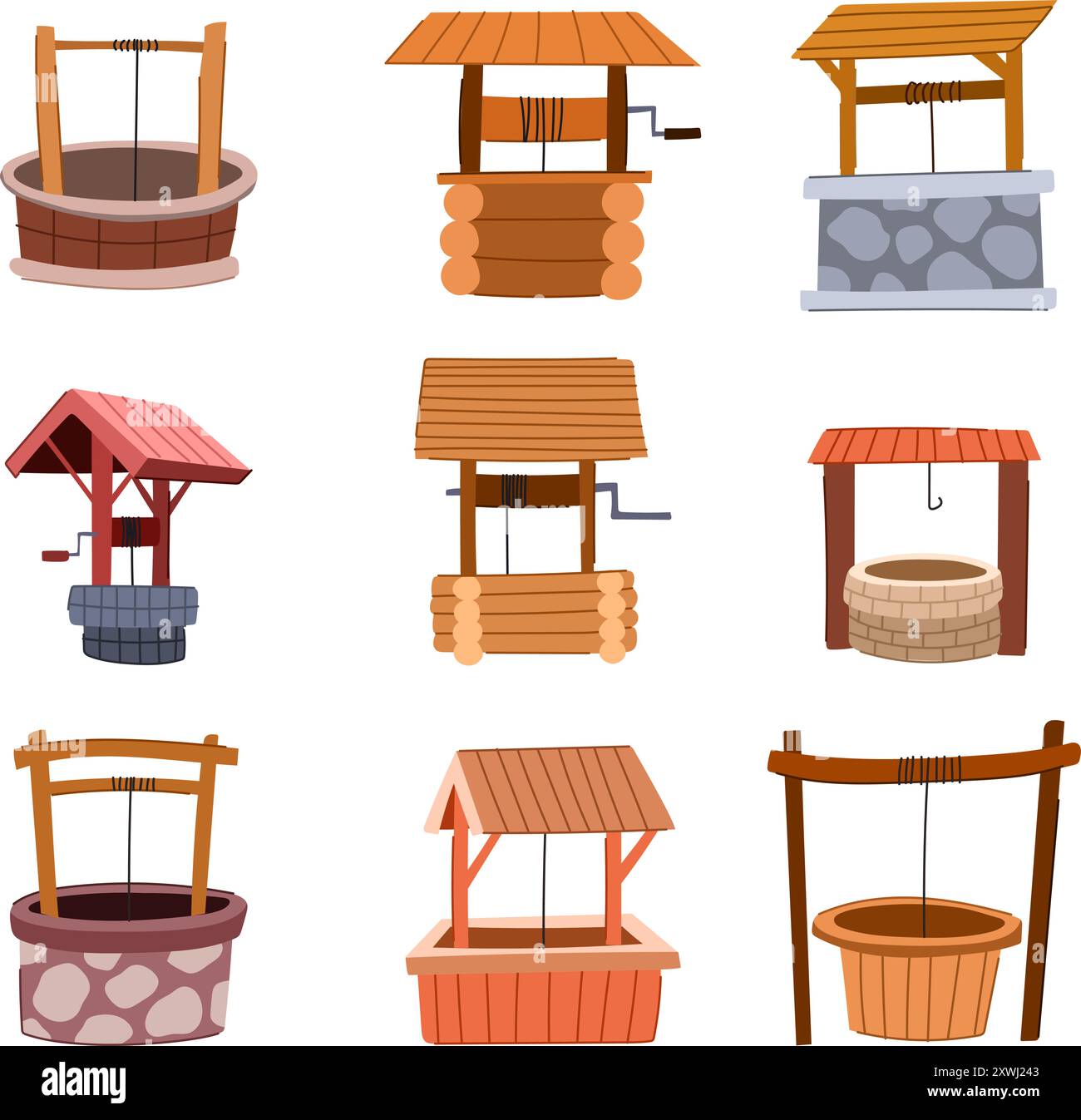 well water set cartoon vector illustration Stock Vector Image & Art - Alamy