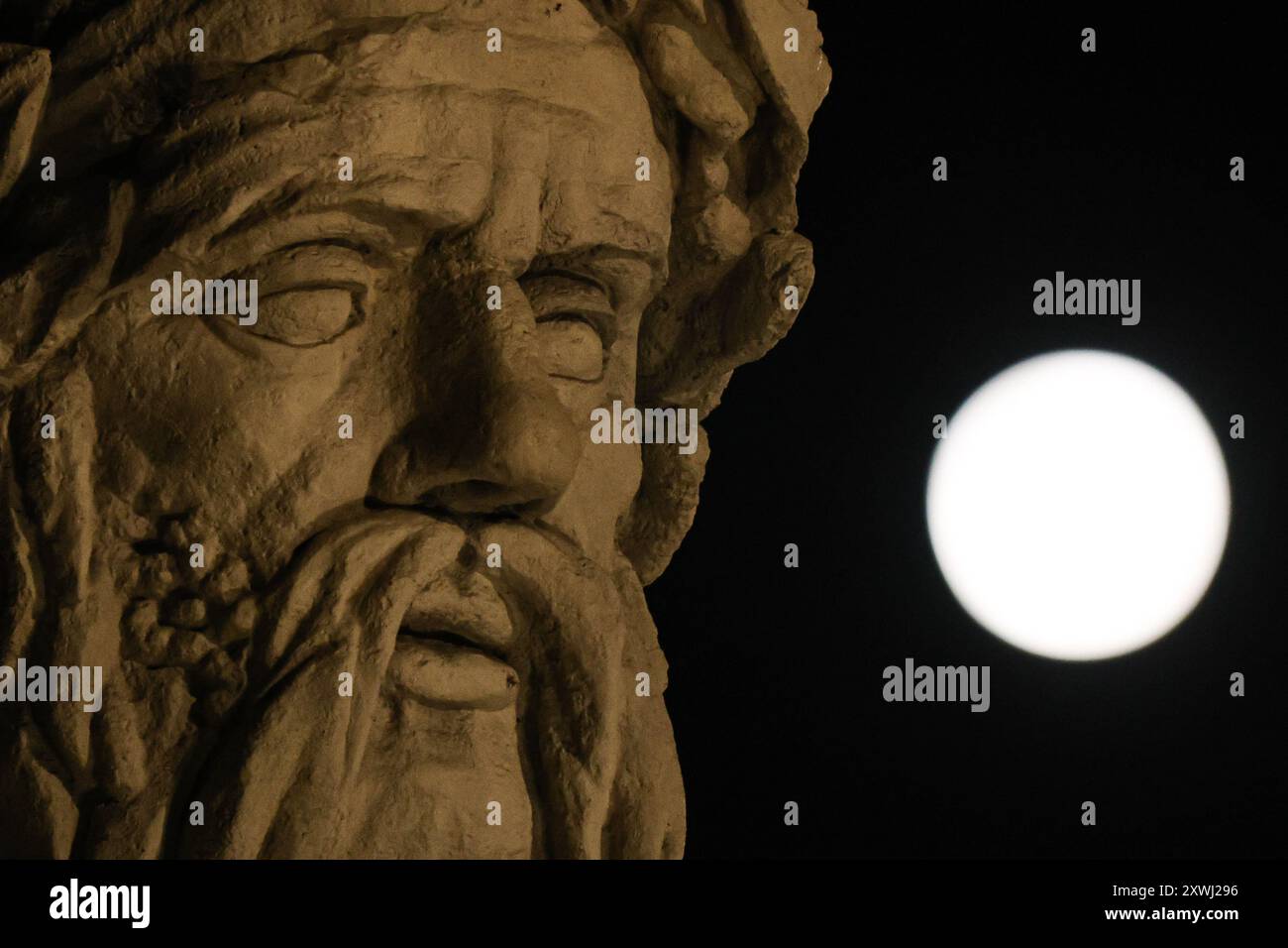 The figure of the Sea deity Volkhov on the Rostral Column on the Spit ...