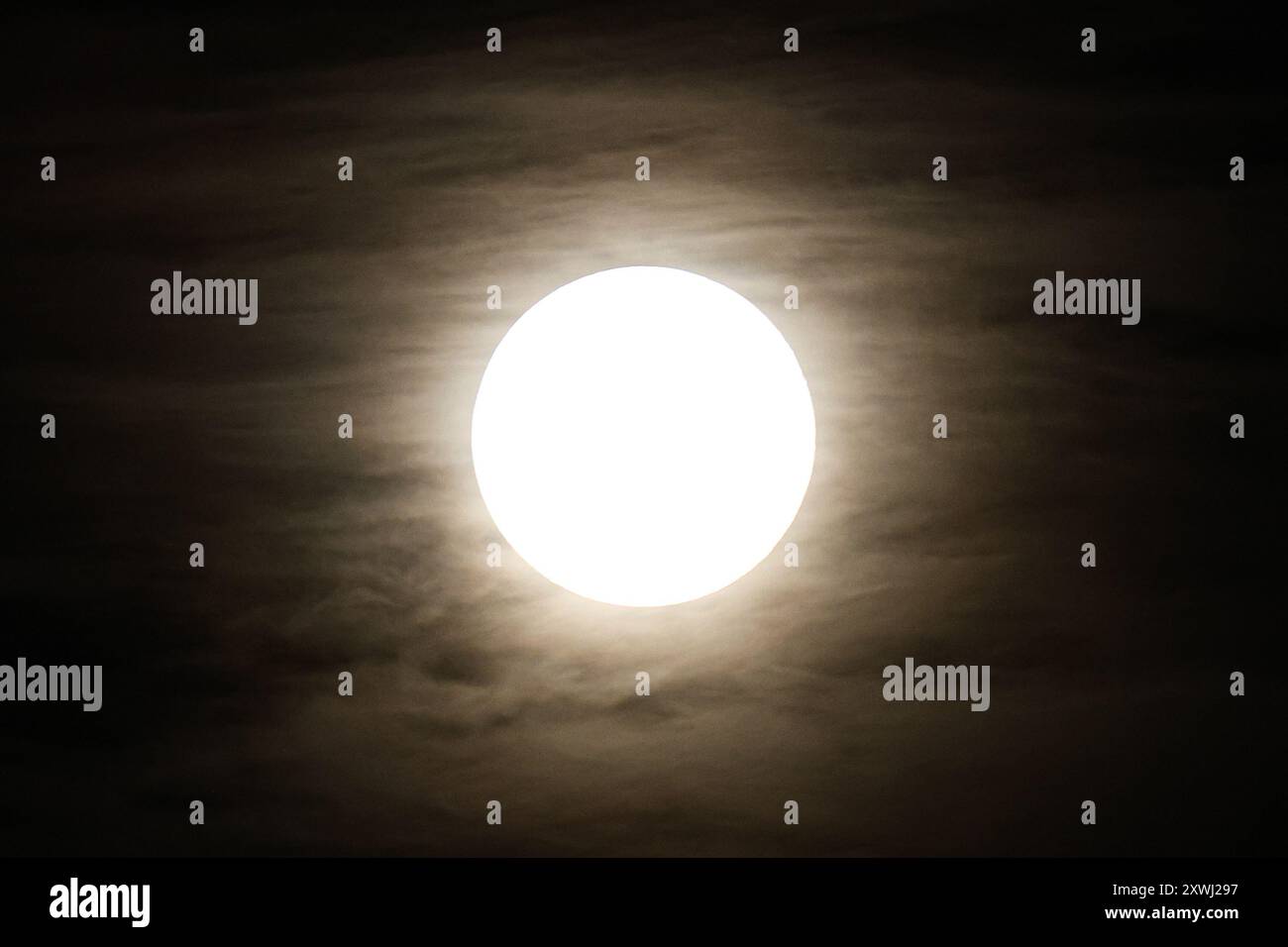 St. Petersburg, Russia. 20th Aug, 2024. Supermoon in the sky in St ...