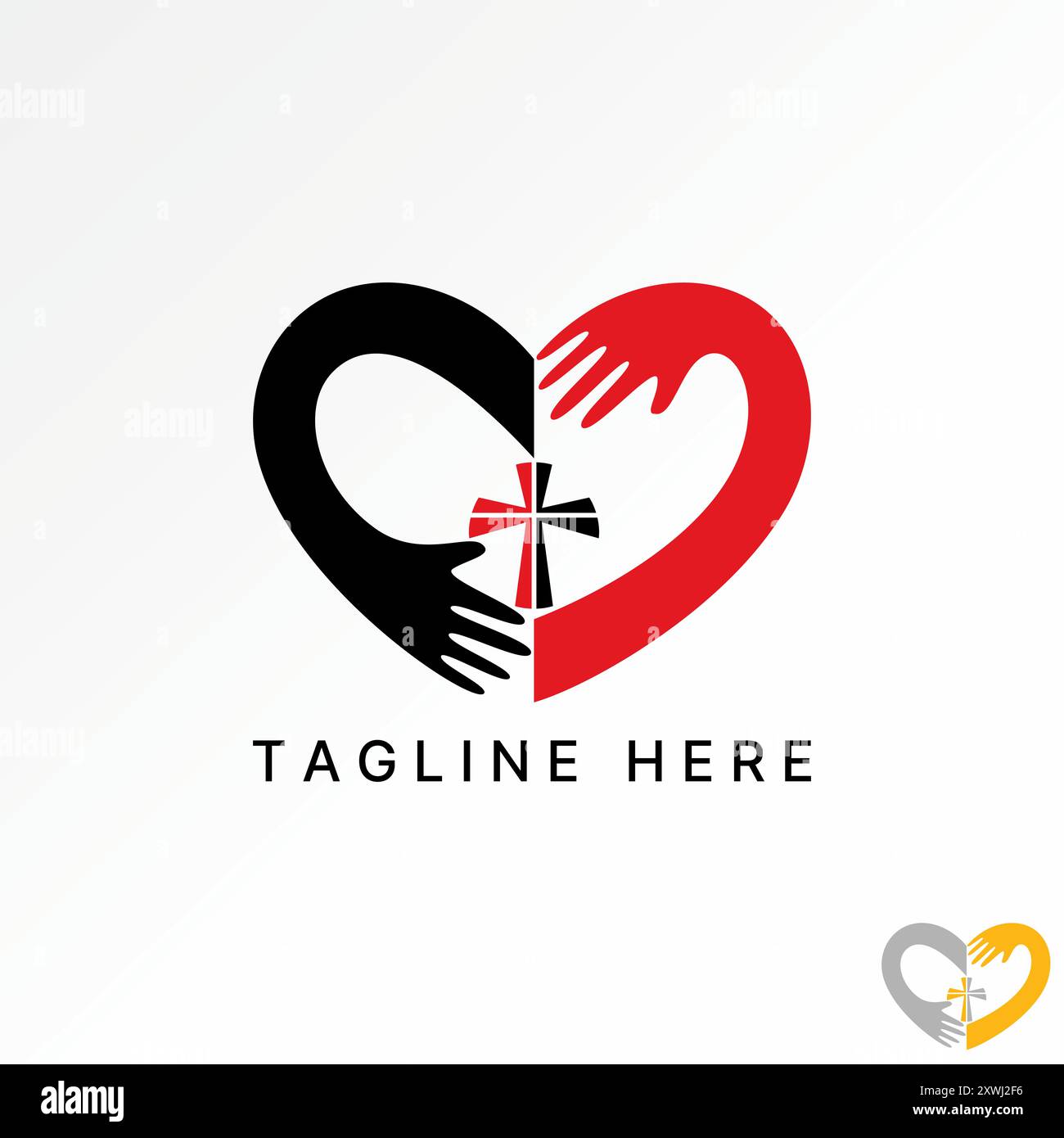 Logo design graphic concept abstract creative premium vector stock swoosh hands hug love church ...