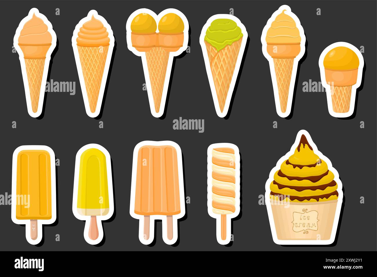 Illustration on theme big kit ice cream popsicle different types in ...