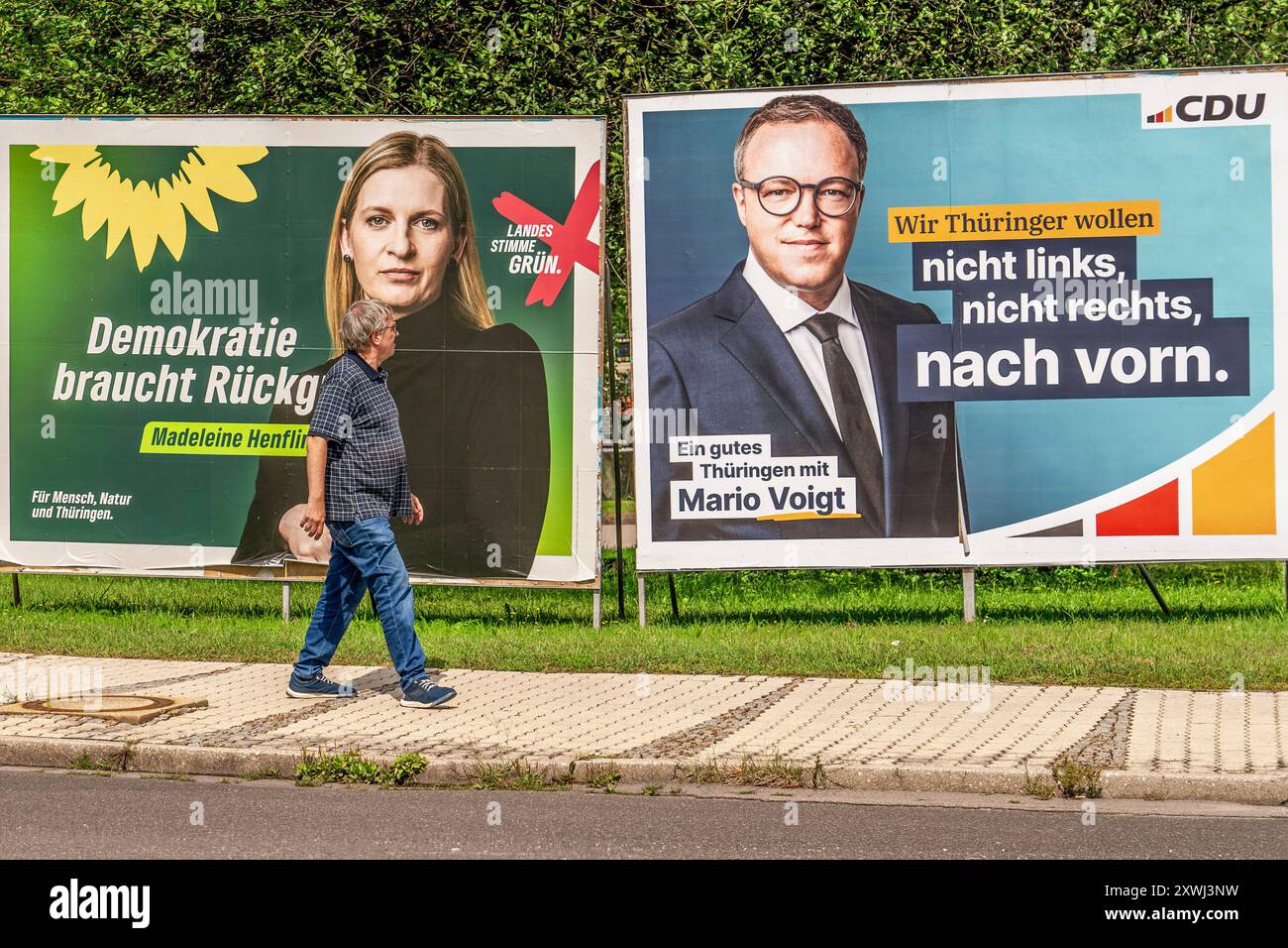 Wahlplakate der Grünen und der CDU, Wahlkampf in Thüringen, Altenburg ...