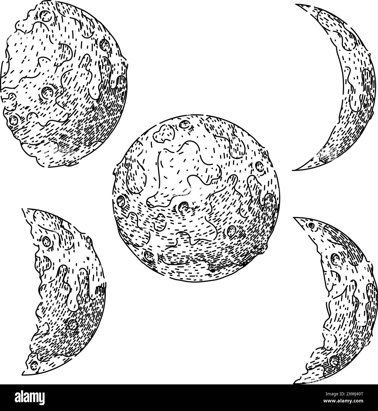 moon set sketch hand drawn vector Stock Vector Image & Art - Alamy