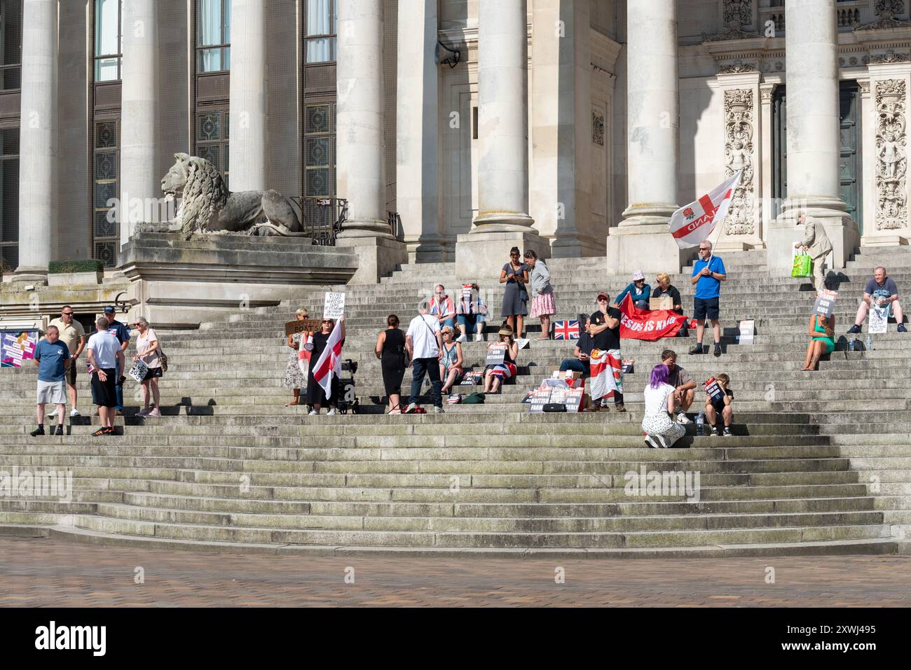 Protestors on the steps of Portsmouth's Guildhall during an anti ...