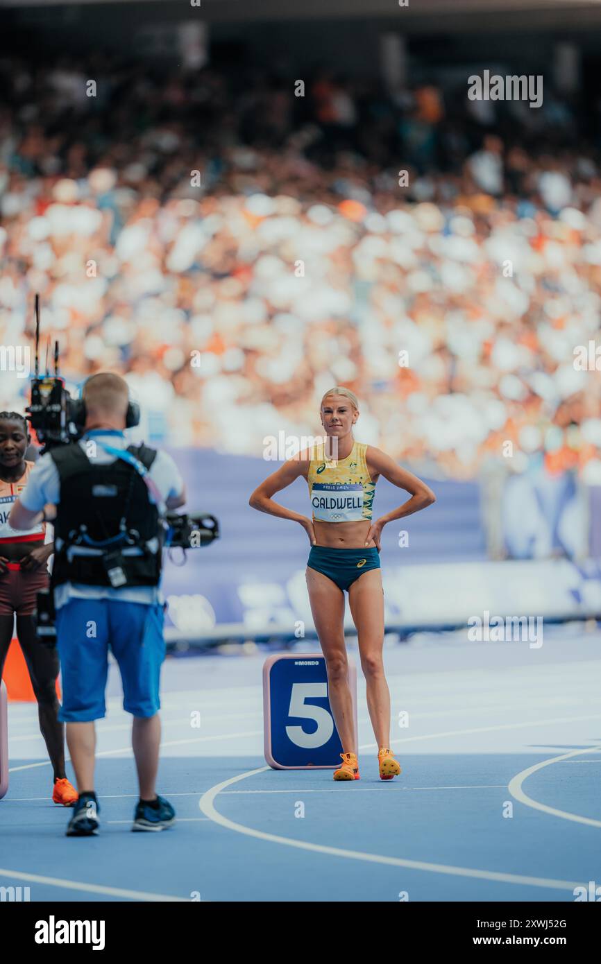 Abbey Caldwell participating in the 800 meters at the Paris 2024 ...
