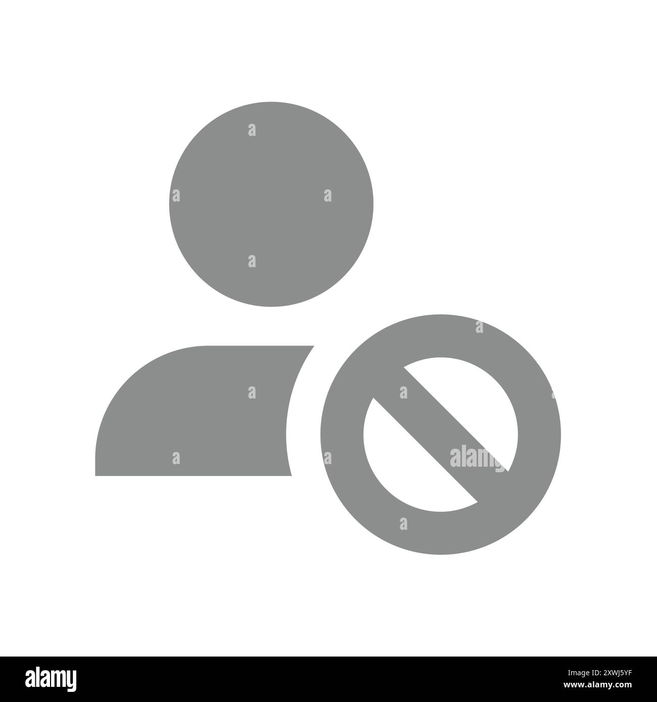 Account banned and rejected vector icon. User profile restricted symbol ...