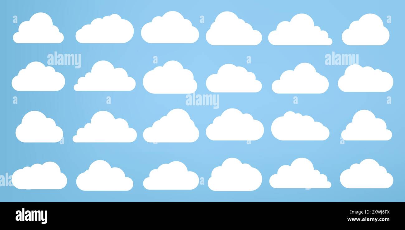 Set of soft Clouds collection in flat design styles, cloud concepts, clouds element, clouds ...