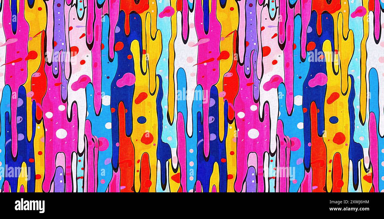 Fun dripping paint effect digital banner pattern with whimsical ink ...