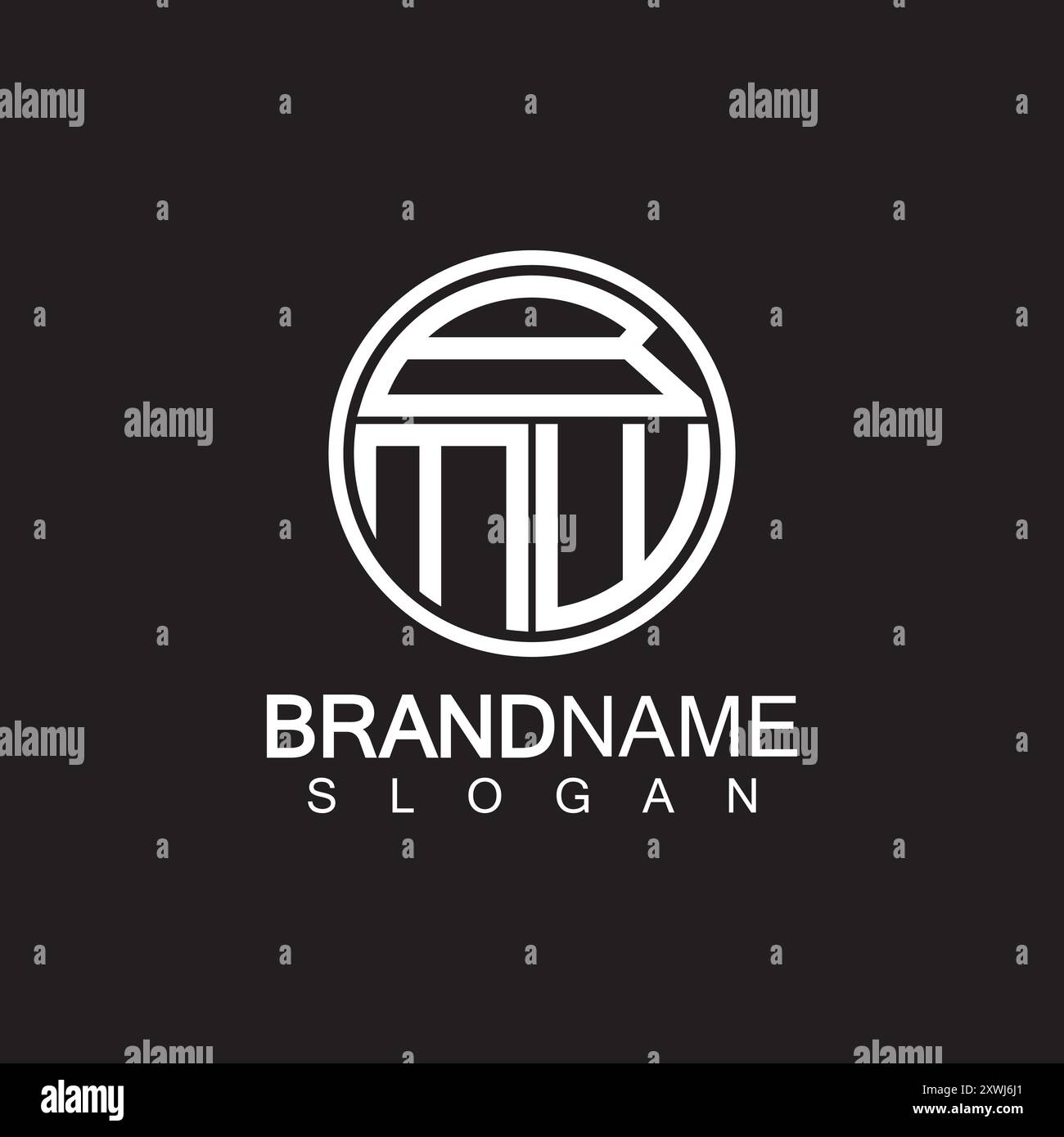 BMW letter logo design template isolated on black background Stock ...