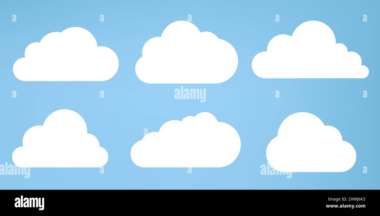 flat design of white clouds and Set of soft Clouds collection in flat ...