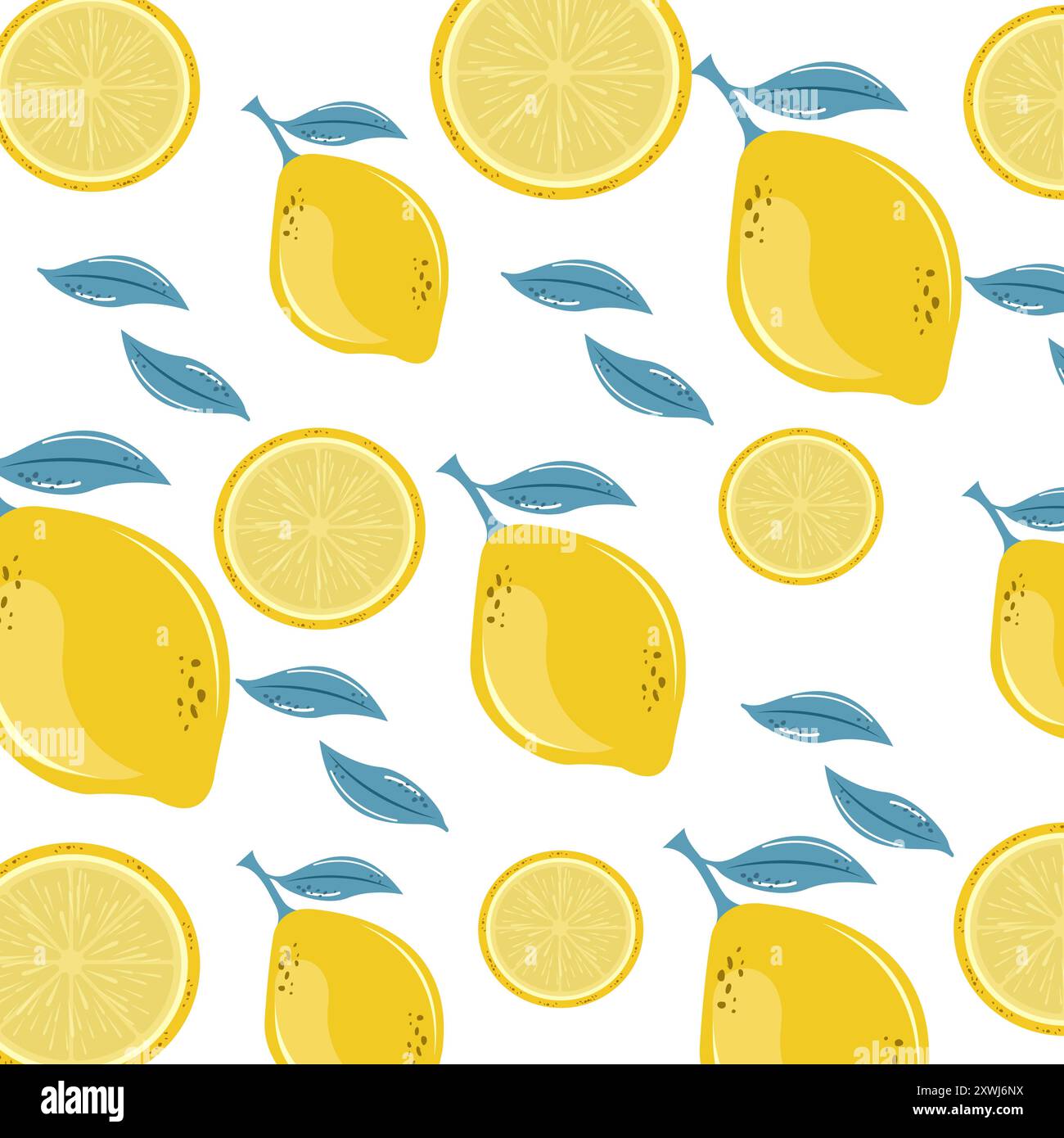 A Seamless pattern of hand drawn lemons. Citrus fruit background ...