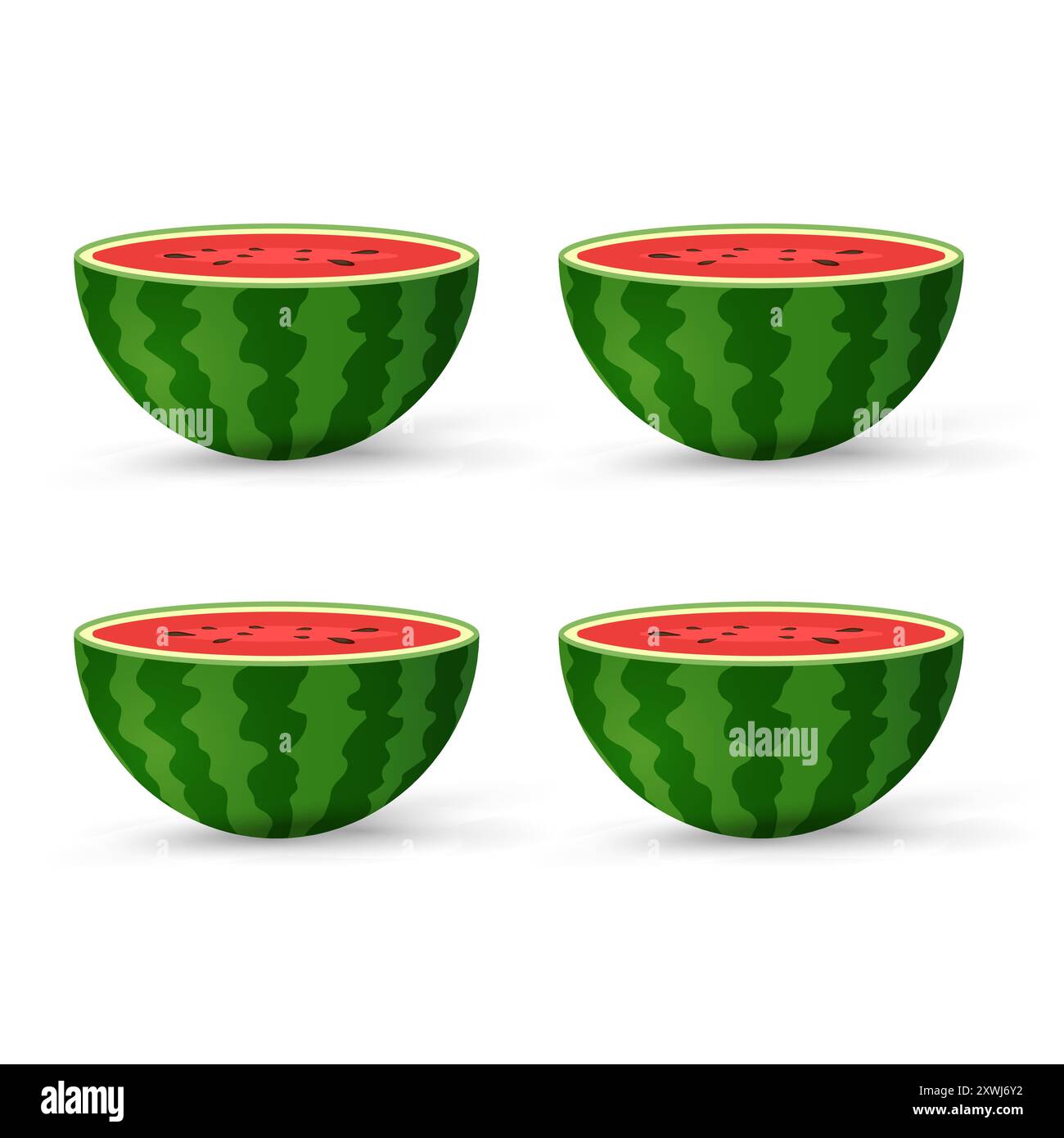 4 pieaces of Fresh Watermelon organic fruits with fresh green open ...