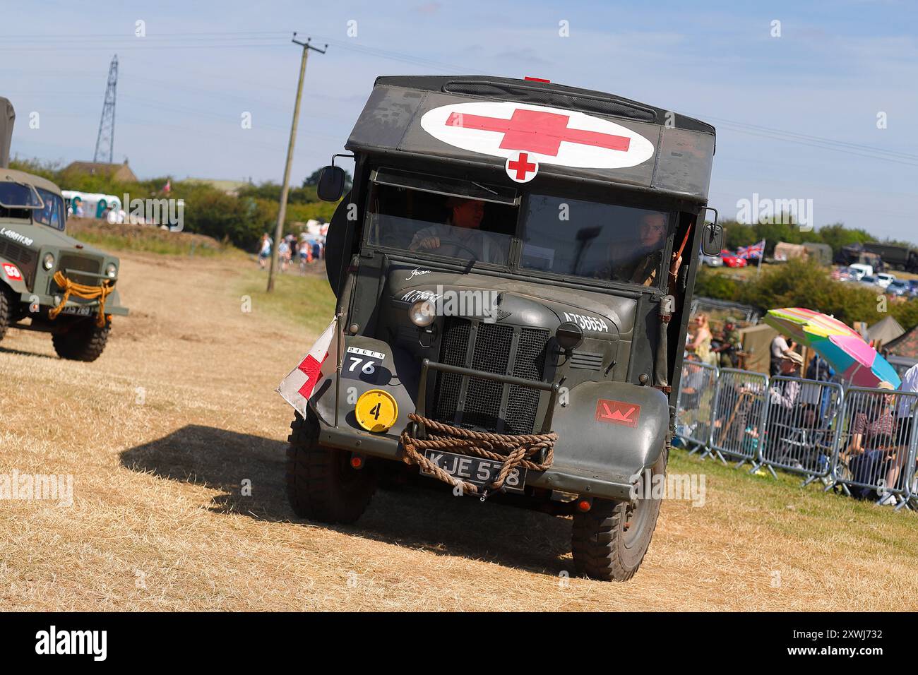 A military ambulance on parade at The Yorkshire Wartime Experience in ...