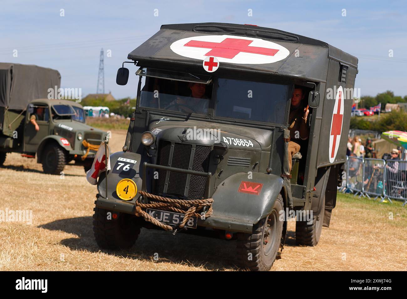 A military ambulance on parade at The Yorkshire Wartime Experience in ...