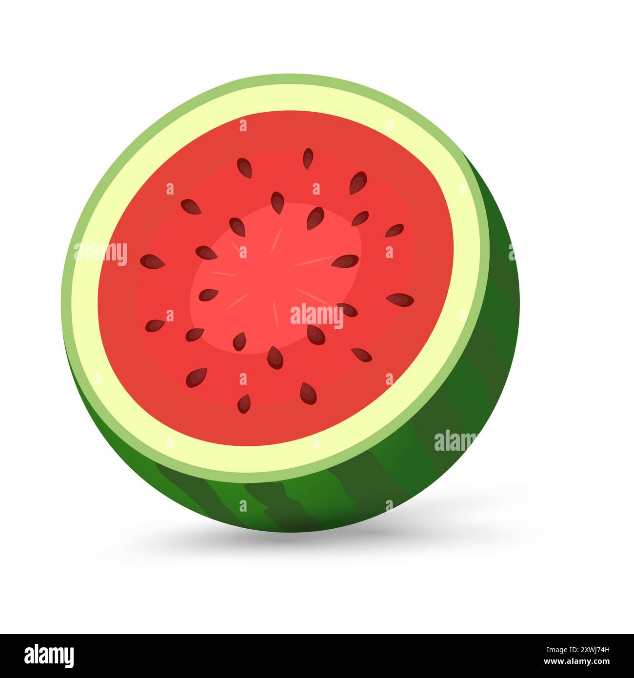 A fresh green watermelon in cut of piece, red part watermelon cut on ...