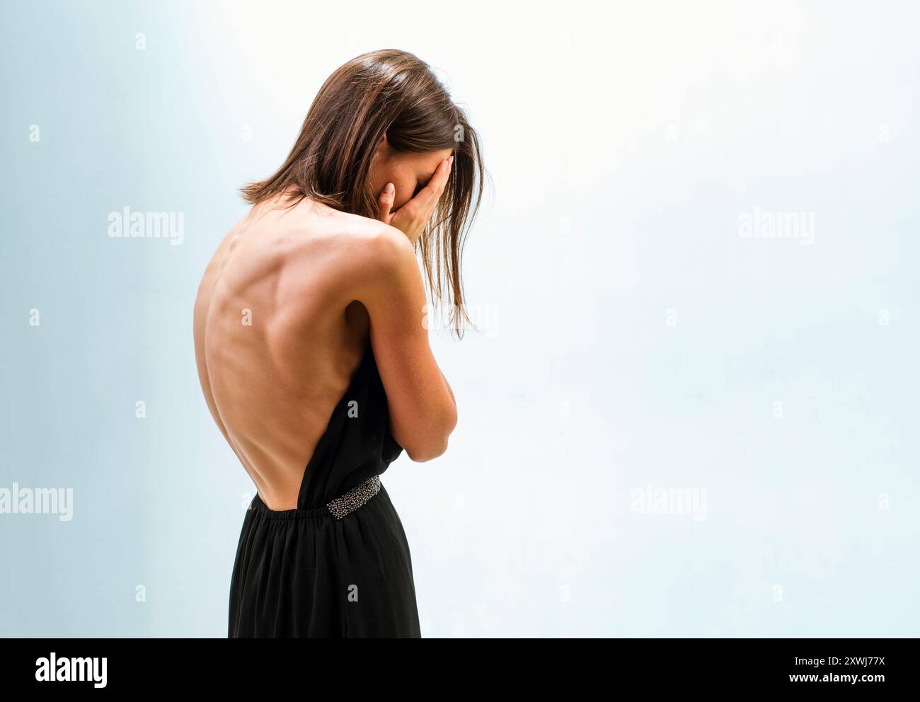 Emotions. Sadness and disappointment. Depressed beautiful young woman ...