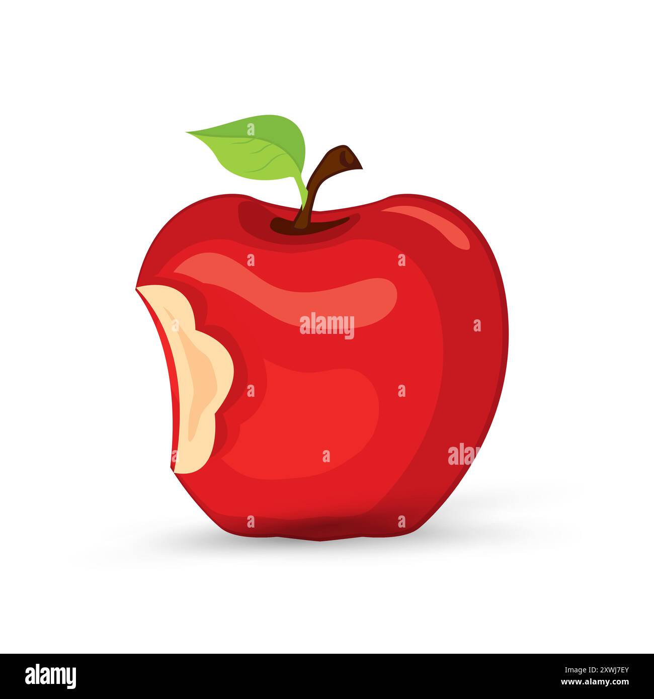 A Bitten red apple fruit icon vector. Red apple fruit has bit icon on ...