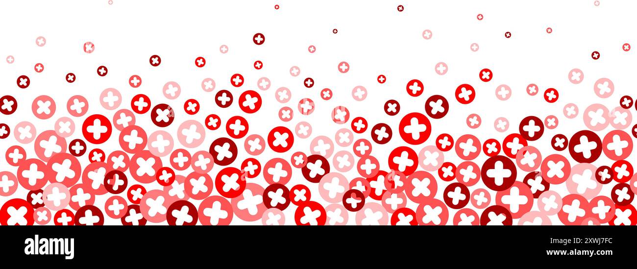 Medical cross and plus background. Abstract seamless red border for ...
