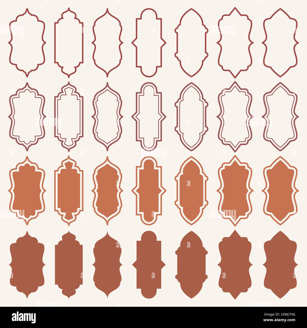 Ramadan shapes of windows and doors design. Islamic arches with Turkish ...