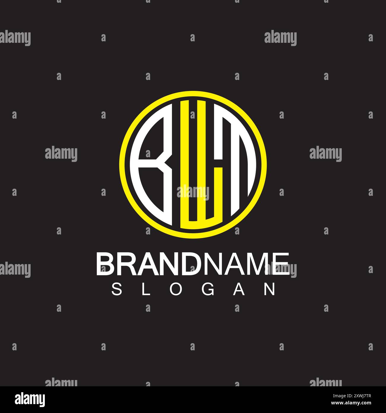 BMW letter logo design template isolated on black background Stock ...