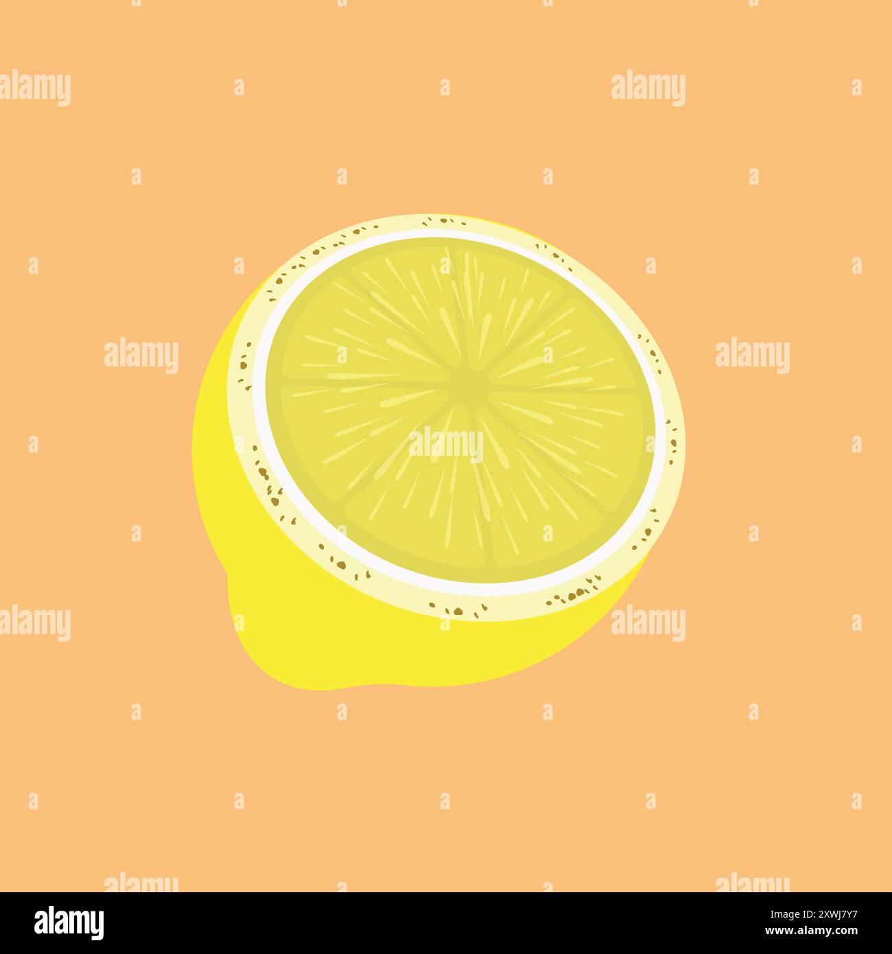 Cutting yellow lemon piece on dark orange background, A slice lemon ...