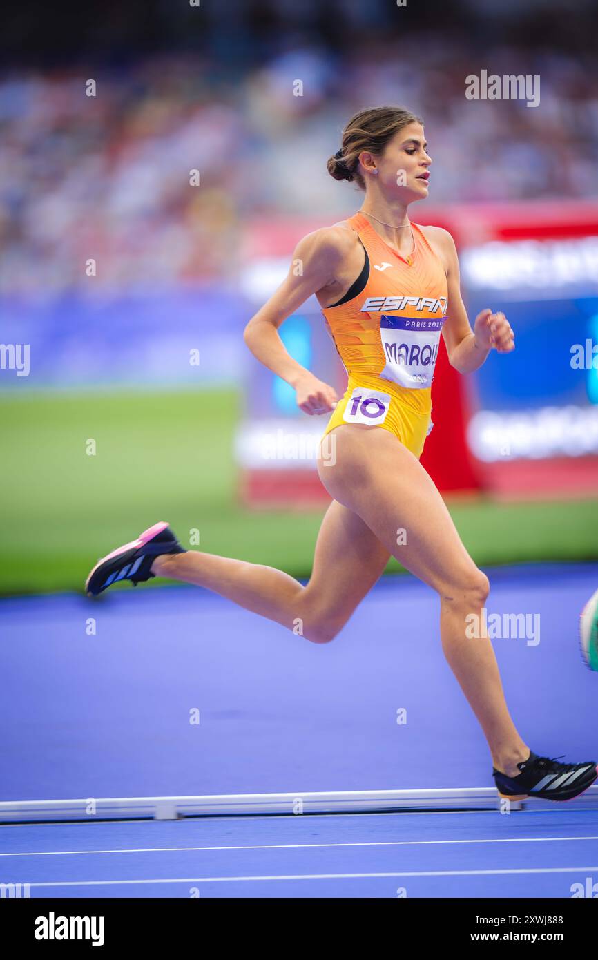 Agueda Marques participating in the 1500 meters at the Paris 2024 ...