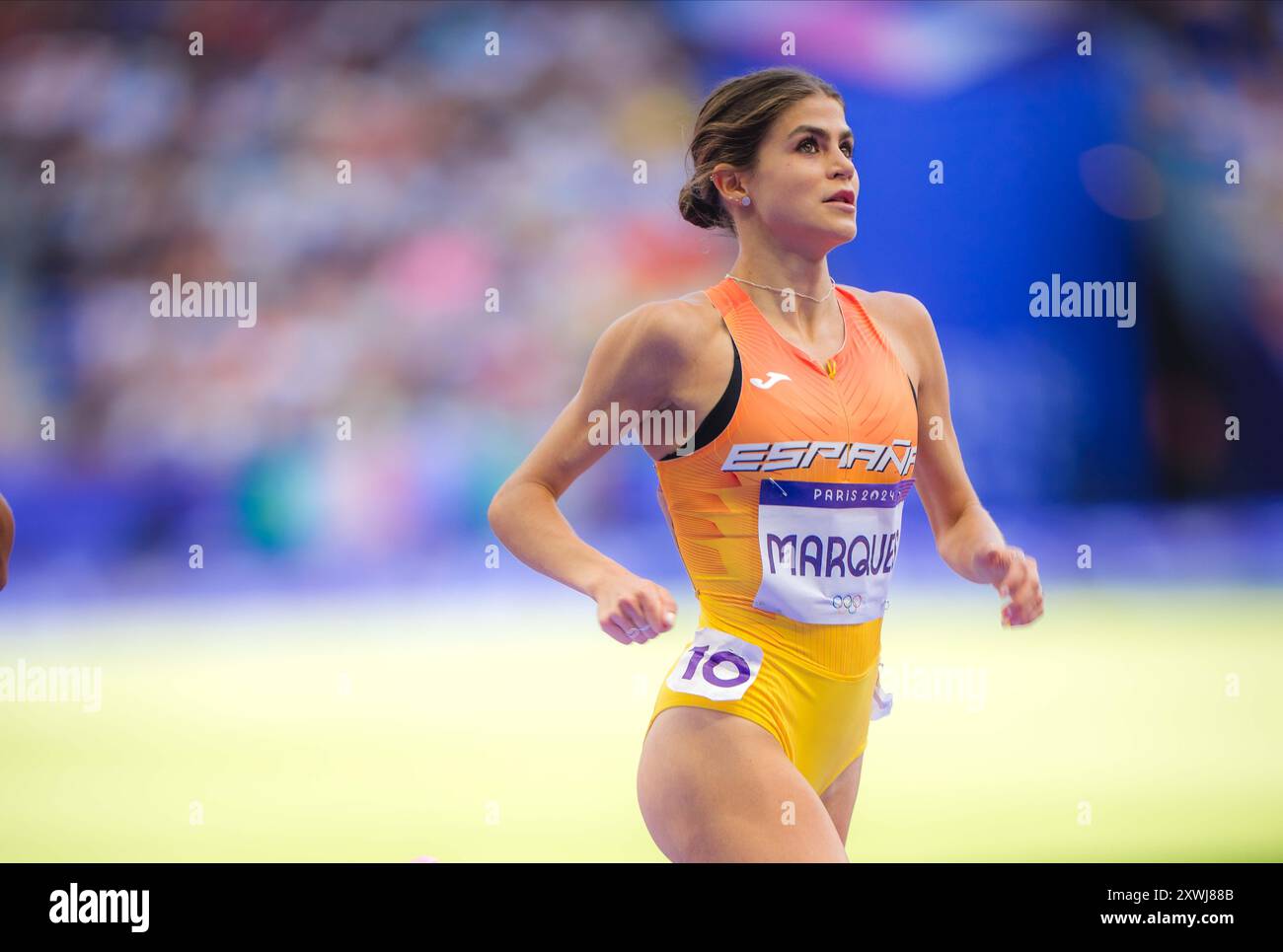 Agueda Marques participating in the 1500 meters at the Paris 2024 ...
