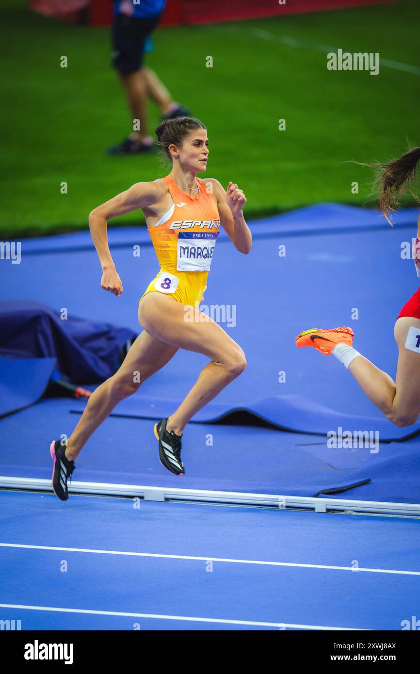 Agueda Marques participating in the 1500 meters at the Paris 2024 ...
