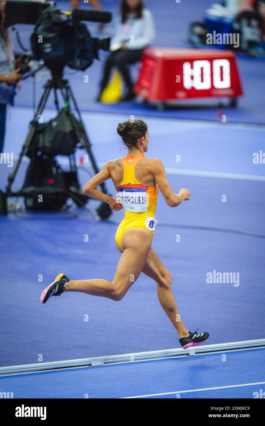 Agueda Marques participating in the 1500 meters at the Paris 2024 ...
