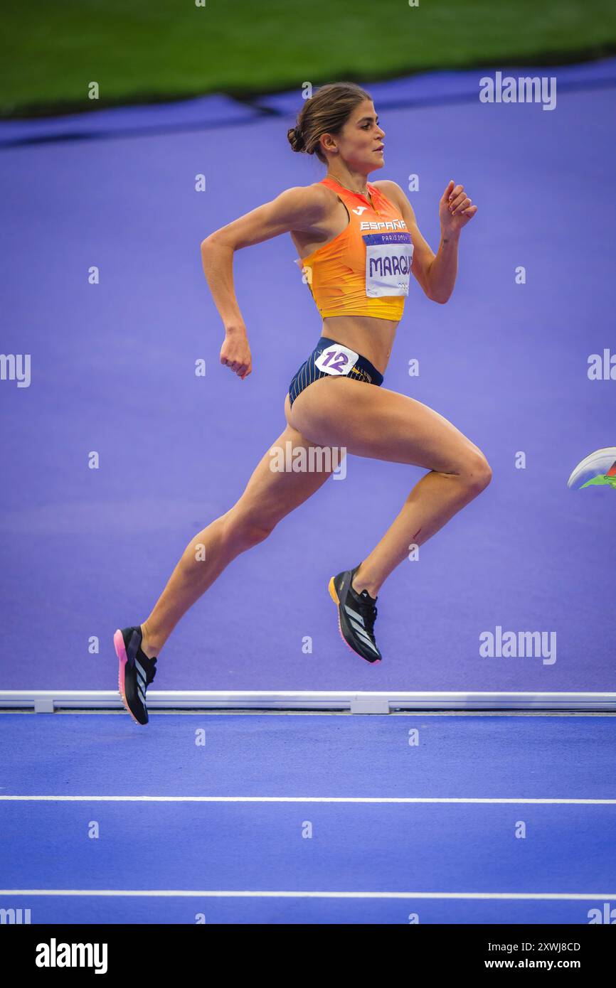Agueda Marques participating in the 1500 meters at the Paris 2024 ...